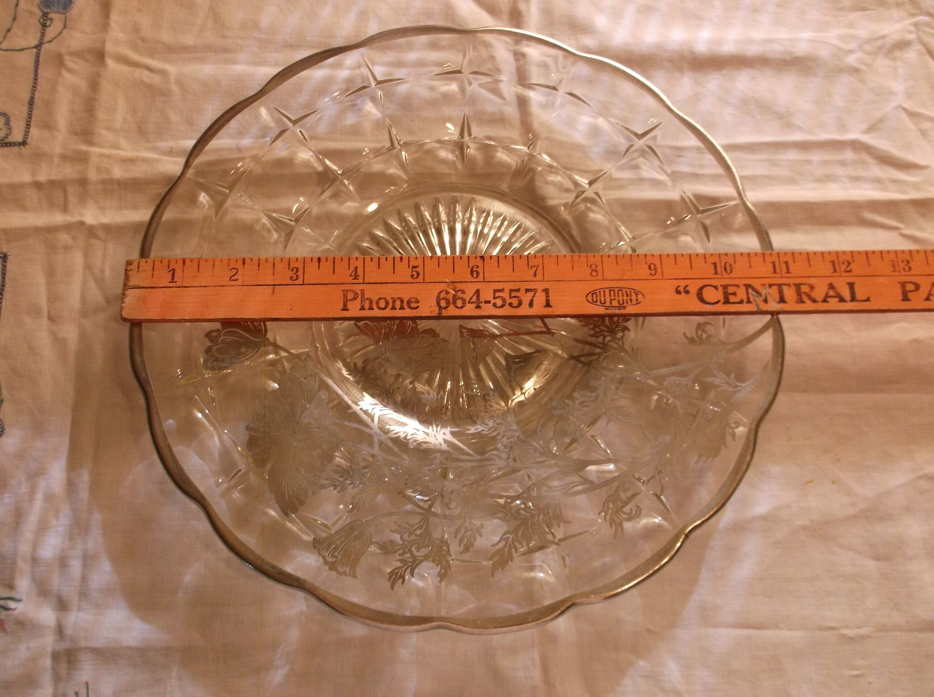 Vintage Clear Glass Serving Plate With Silver Poppy Design - Etsy