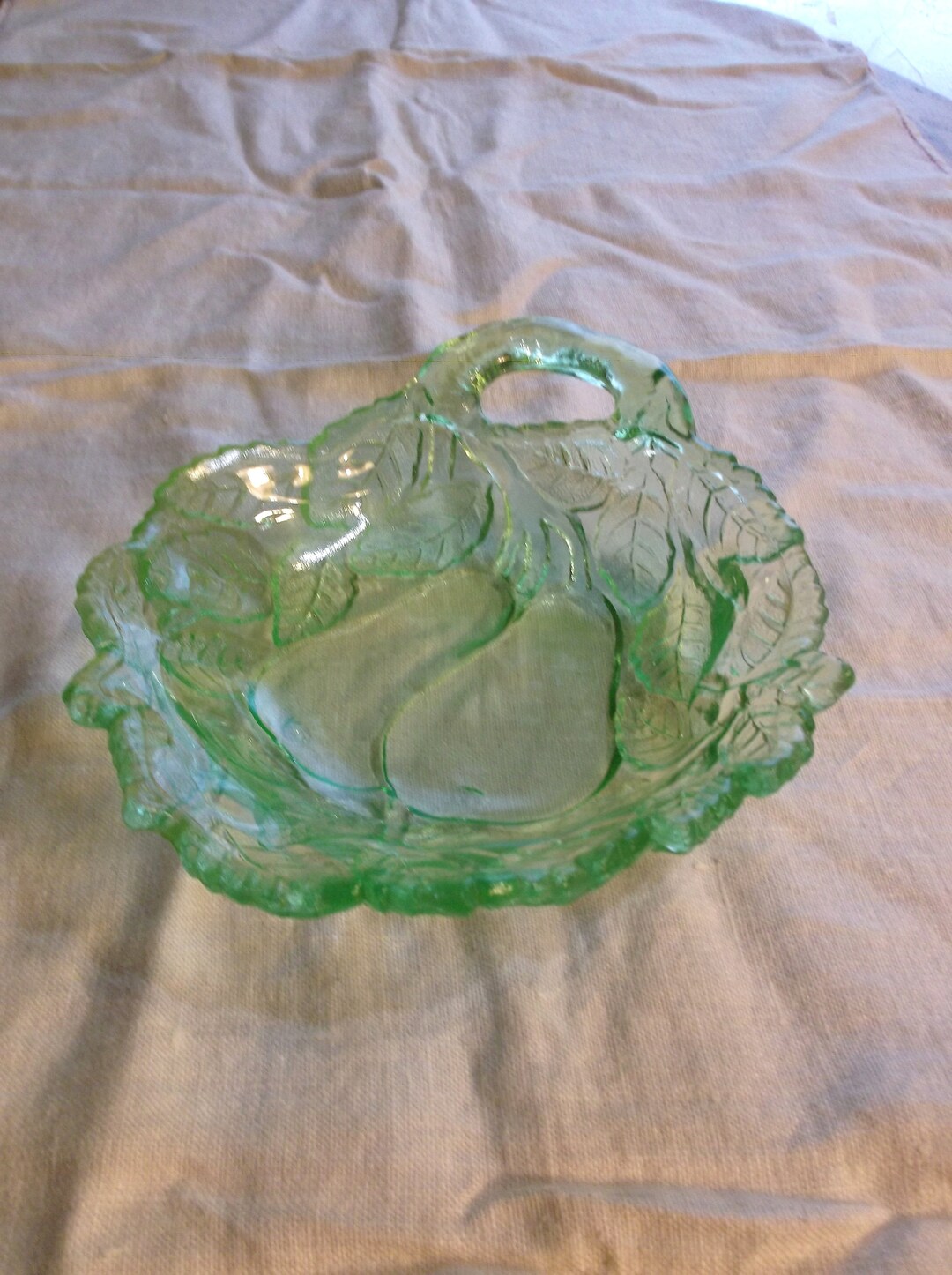 Vintage Green Depression Glass Serving Dish - Etsy