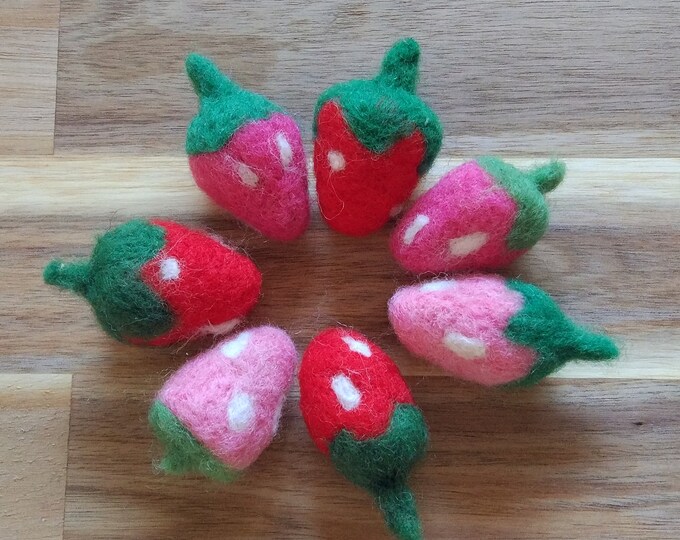 Felted Strawberry, Felted Fruit, Needle Felt Strawberry, Wool Felt ...