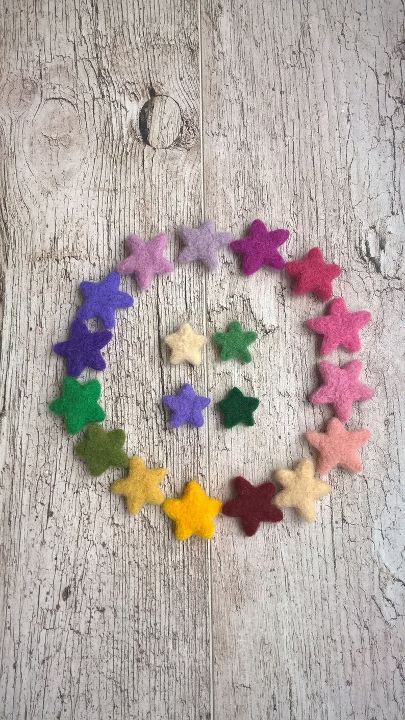 5 Felt Stars, Felted Stars, Wool Felt Stars, Wool Felted Stars, Felt ...