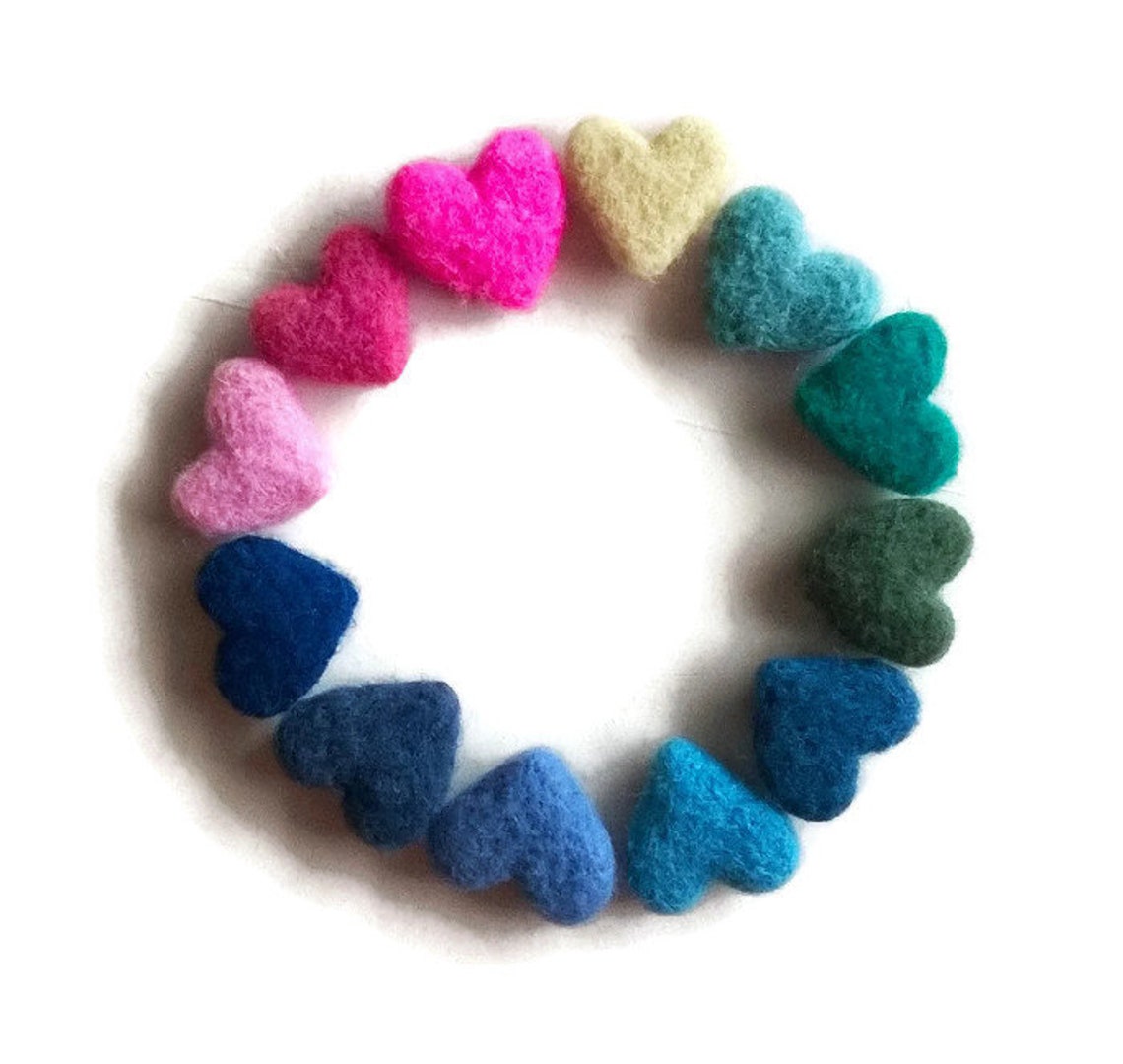 Merino Wool Felt Hearts – Handmade Home Decoration, DIY Craft (10 ...