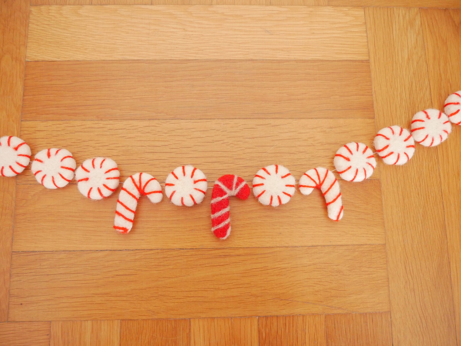 Red Peppermint Candy Garland | Felt Peppermint Patties Garland ...