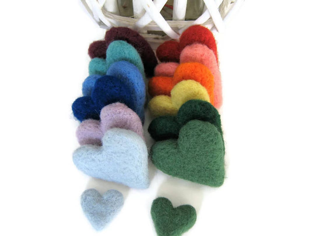 Wool Felt Hearts, Wool Felt Balls, Jumbo Large Wool Felt Hearts, 3cm ...