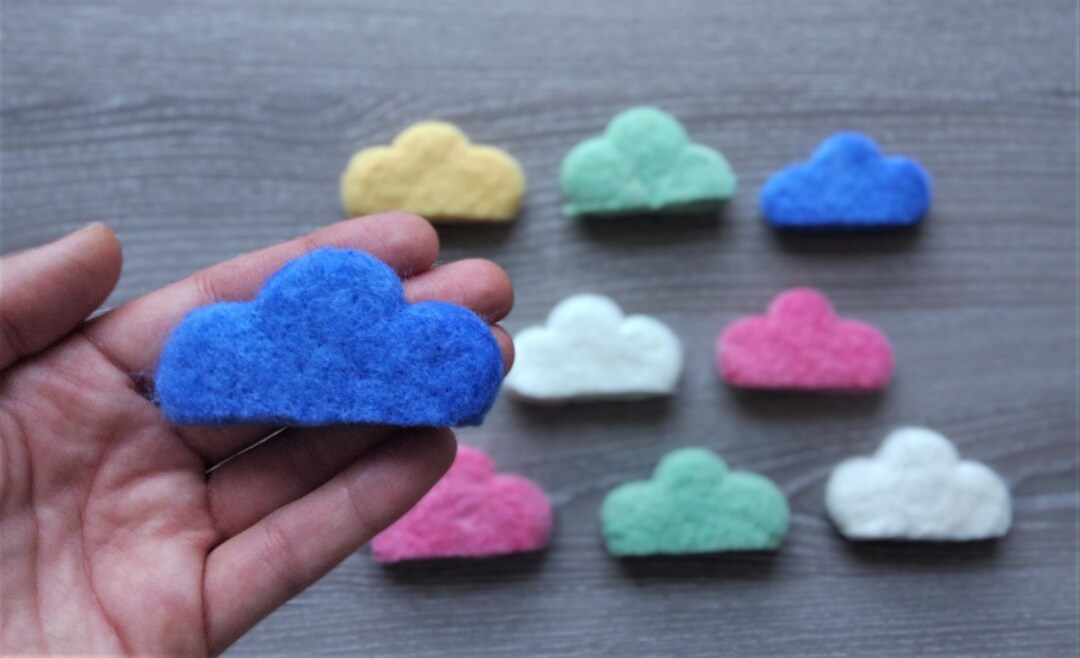 Felt Clouds, White Felted Clouds, Large Felt Clouds, Wool Felt Cloud ...