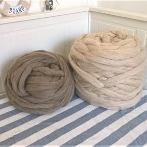 Light Beige Merino Wool Yarn, Arm Knit Yarn, Super Chunky Yarn, Chunky ...