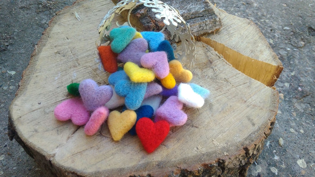 Jumbo Wool Felt Hearts Mix and Match, Wool Felted Hearts 3cm 5cm 7cm ...