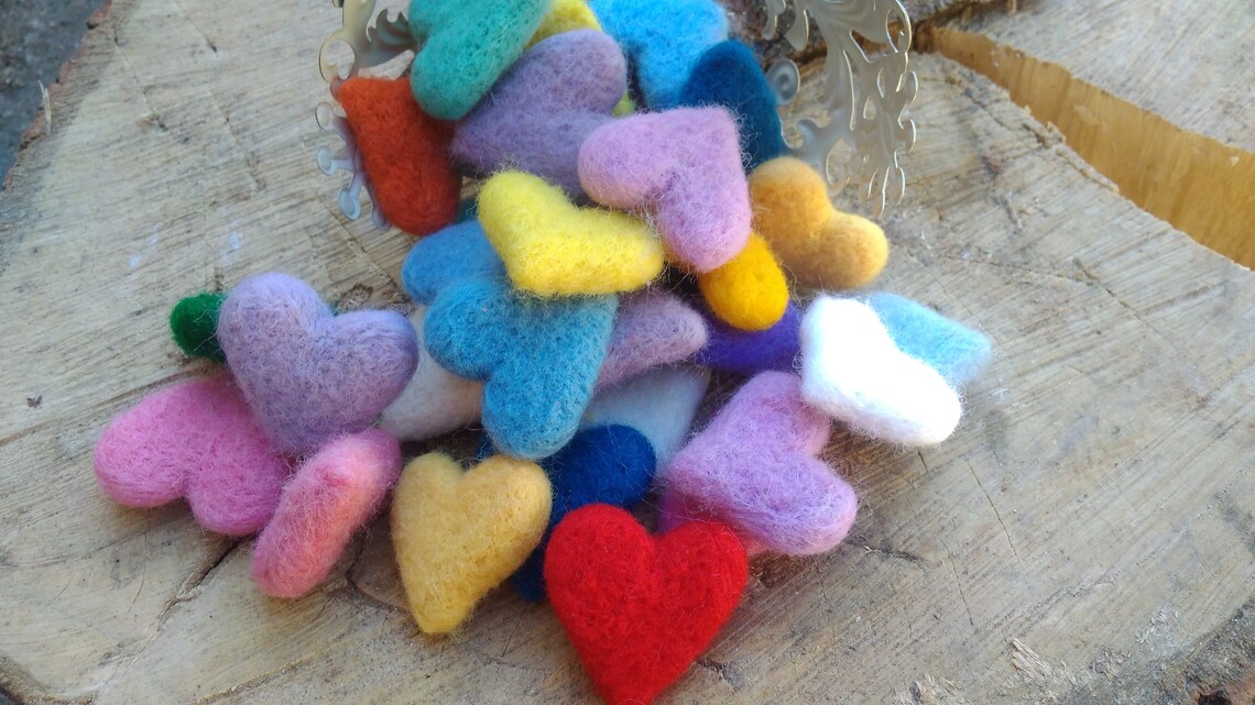 Jumbo Wool Felt Hearts Mix and Match Wool Felted Hearts 3cm - Etsy