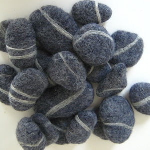 5 Felt Stones, Felt Pebbles, Felt Rocks, Wool Felt Sea Stones, Felt ...