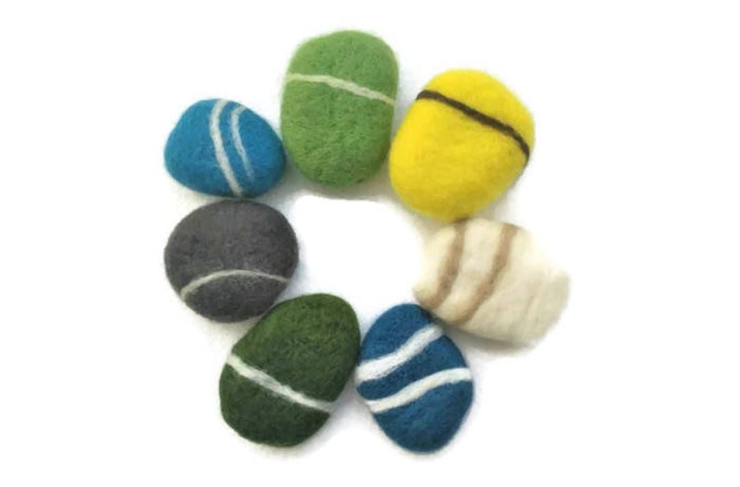 6 Felt Stones, Felt Pebbles, Felt Rocks, Wool Felt Sea Stones, Felt ...