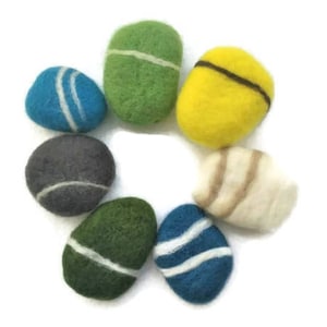 6 Felt Stones, Felt Pebbles, Felt Rocks, Wool Felt Sea Stones, Felt ...