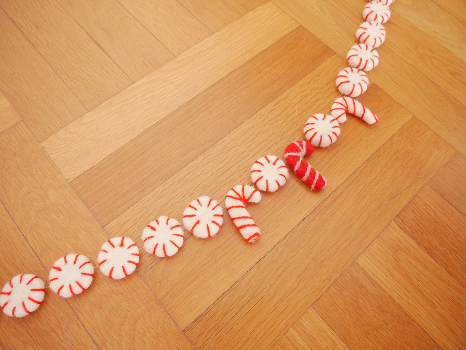 Red Peppermint Candy Garland Felt Peppermint Patties Garland - Etsy