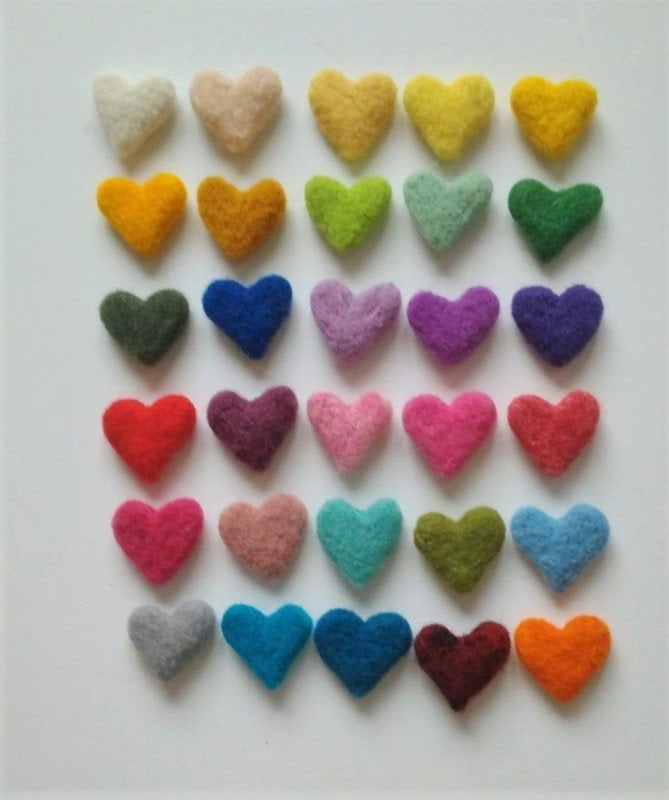 10 Wool Felt Hearts for DIY Custom Banner Wool Felted Hearts - Etsy
