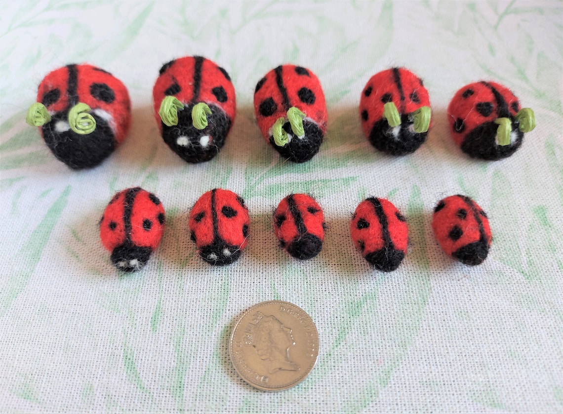 Felted Ladybug / Wool Felt Ladybug / Felted Insect / Needle - Etsy UK