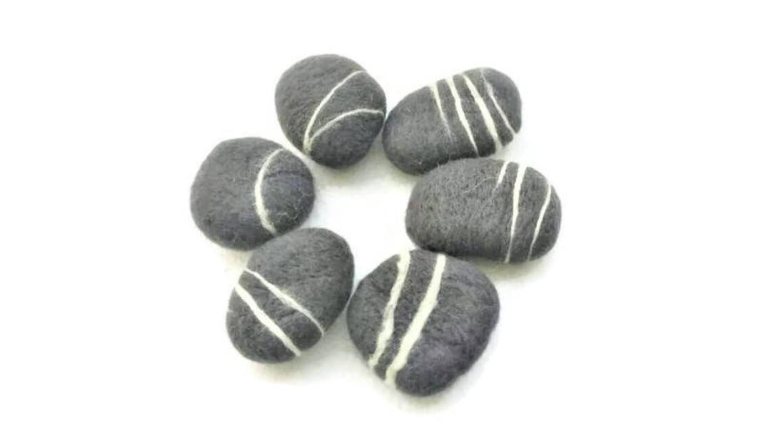 Felt River Stones Dark Gray Handmade From Merino Wool, Set of 5 - Etsy