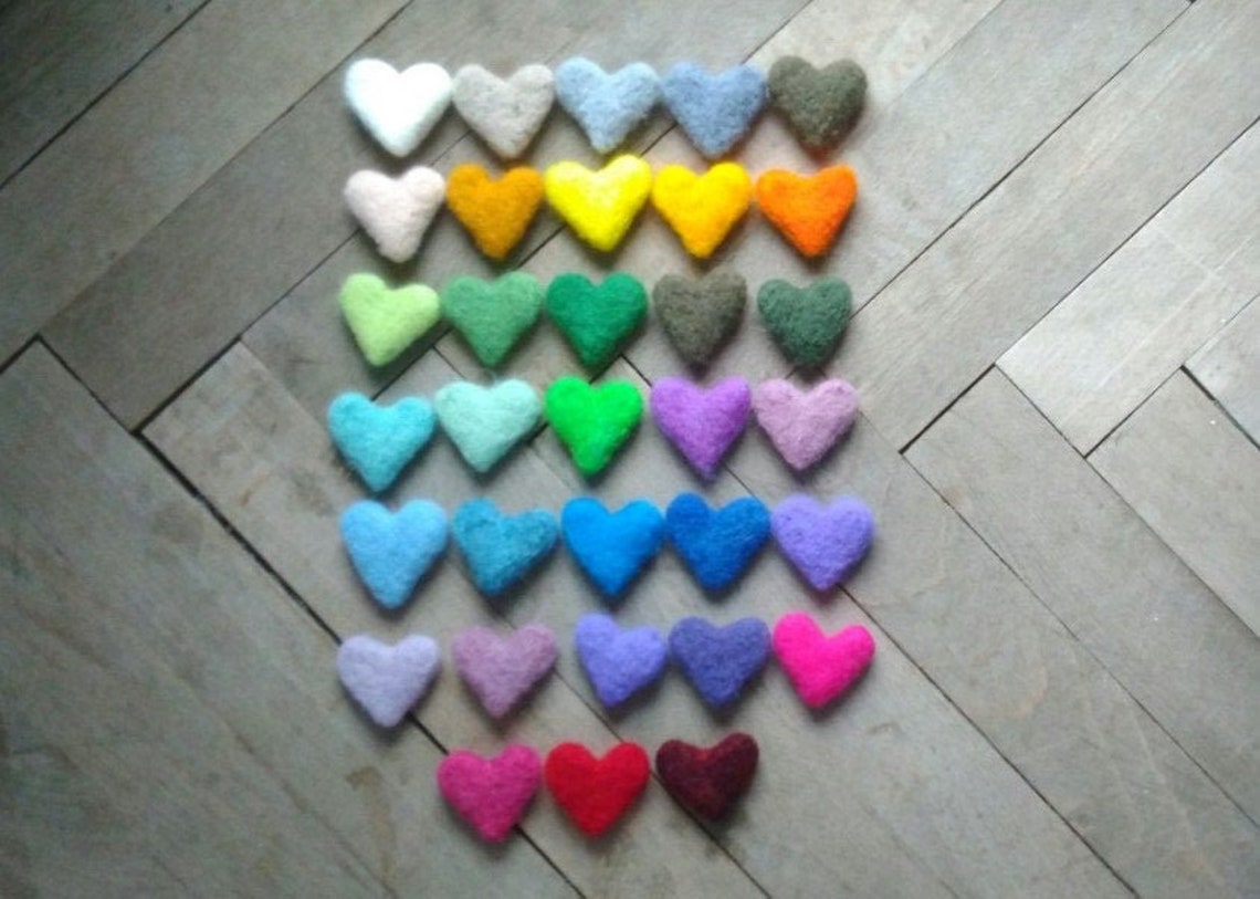 Jumbo Wool Felt Hearts Mix and Match Wool Felted Hearts 3cm | Etsy