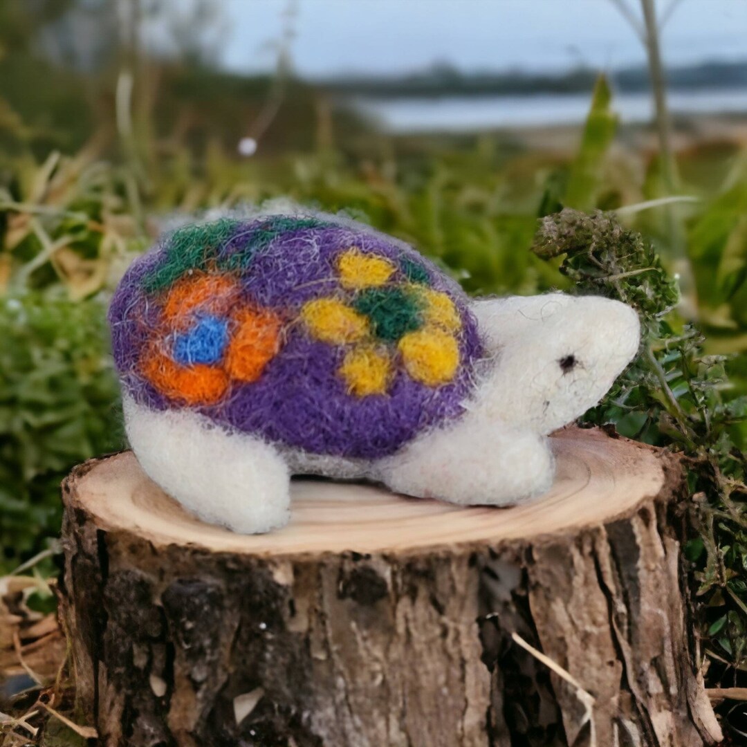 Felt Baby Turtle Toy - Purple Turtle Felt Toy - Wool Felted Mini Turtle ...