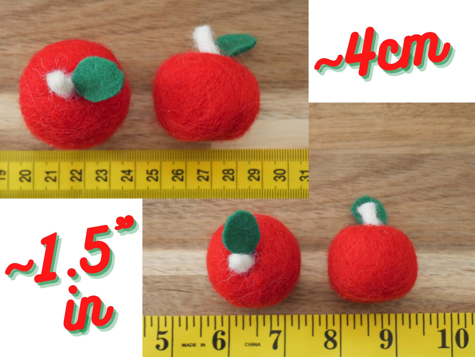 Felt Apple 100% Wool Felt Red Wool Felted Apples for | Etsy