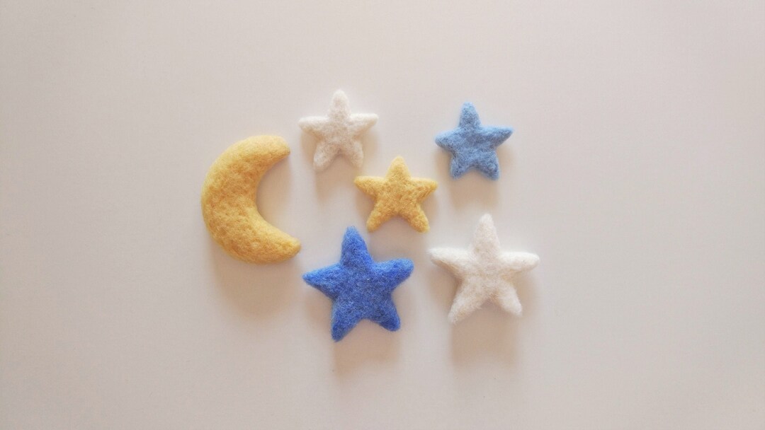 Moon and Stars Felt Mobile, Felt Baby Mobile, Felt Balls, Felt Ball ...