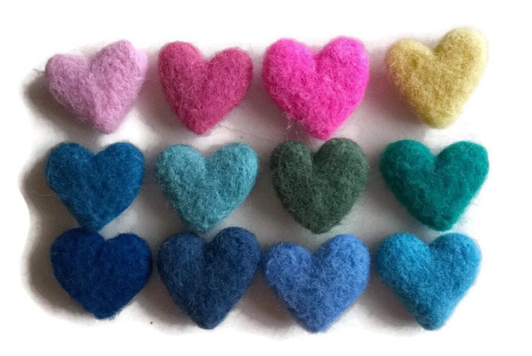 Jumbo Wool Felt Hearts Mix and Match, Wool Felted Hearts 3cm 5cm 7cm ...