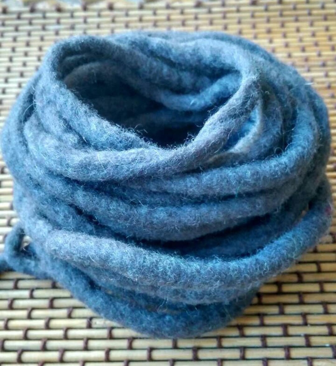 100% Wool Felt Cord - Aquamarine Blue Wool Felted Cord, Wool Felt Rope ...