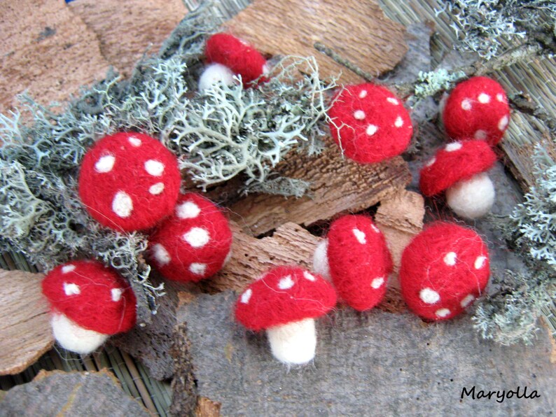Felt Mushrooms, Wool Toadstool Home Decoration, Set of 10 - Etsy