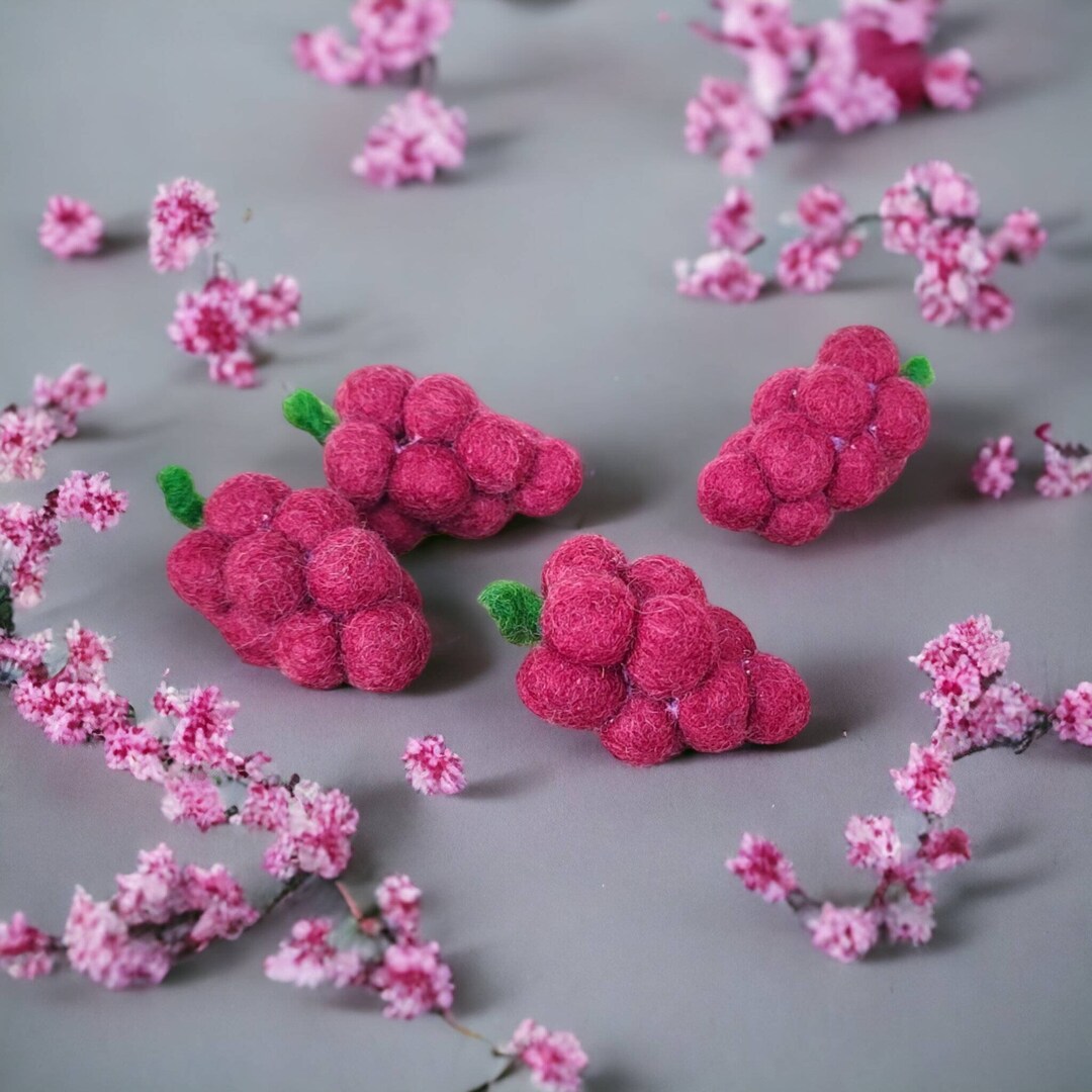 Felt Grapes - Pink Grapes - Felted Grapes - Red Grapes - Felt Cardinal ...