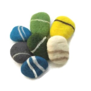 6 Felt Stones, Felt Pebbles, Felt Rocks, Wool Felt Sea Stones, Felt ...