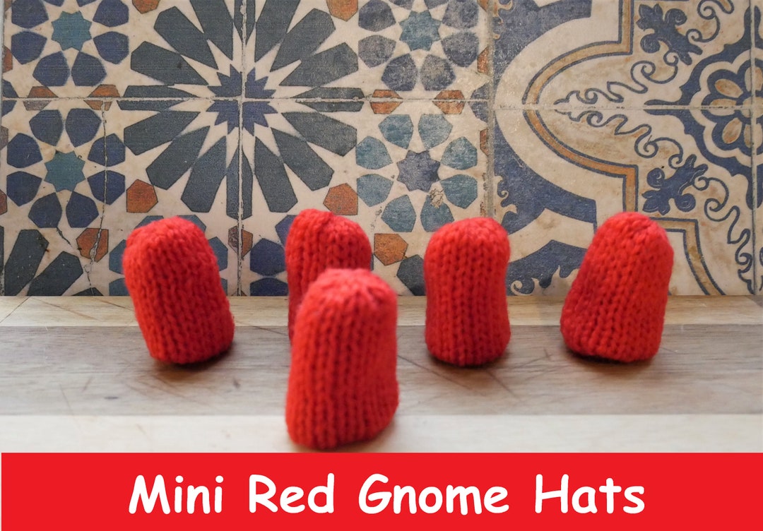 Mini Red Gnome Hats - Custom Gnome Hat - DIY Gnome Supplies - Handknit ...