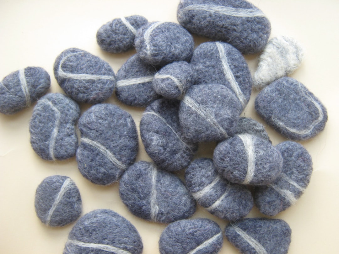 5 Felt Stones, Felt Pebbles, Felt Rocks, Wool Felt Sea Stones, Felt ...