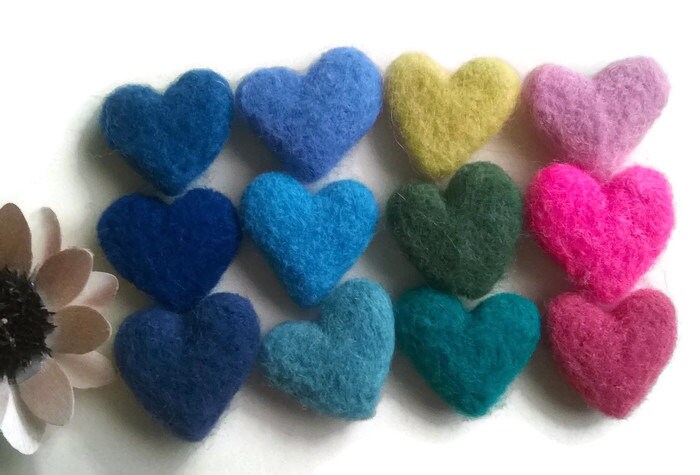 Jumbo Wool Felt Hearts Mix and Match, Wool Felted Hearts 3cm 5cm 7cm ...