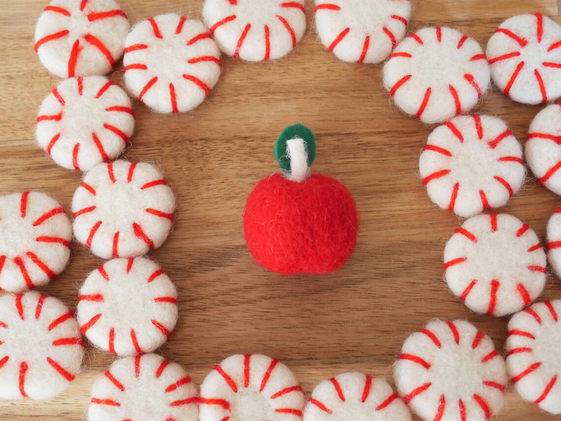 Felt Apple 100% Wool Felt Red Wool Felted Apples for | Etsy