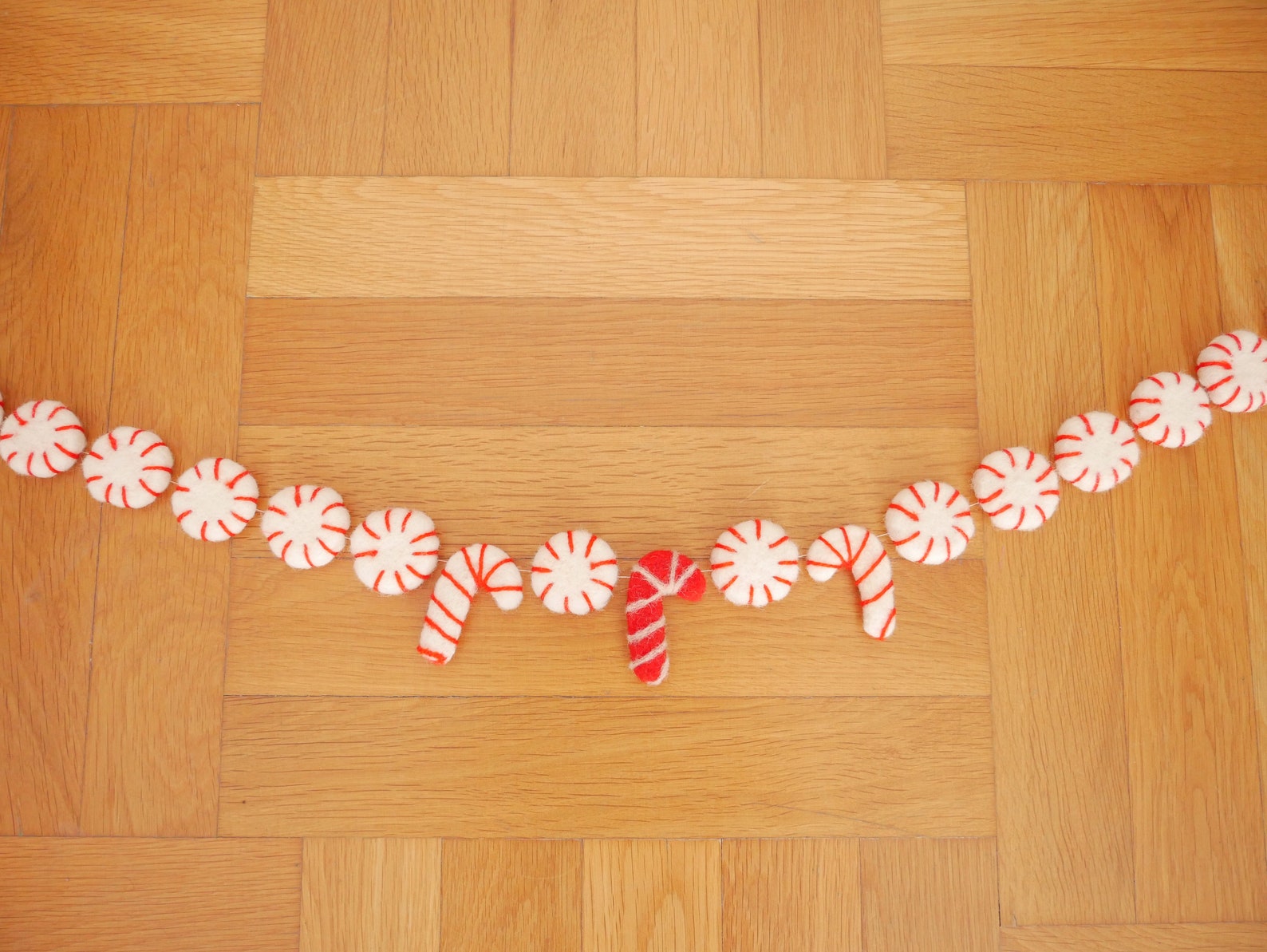 Red Peppermint Candy Garland | Felt Peppermint Patties Garland ...