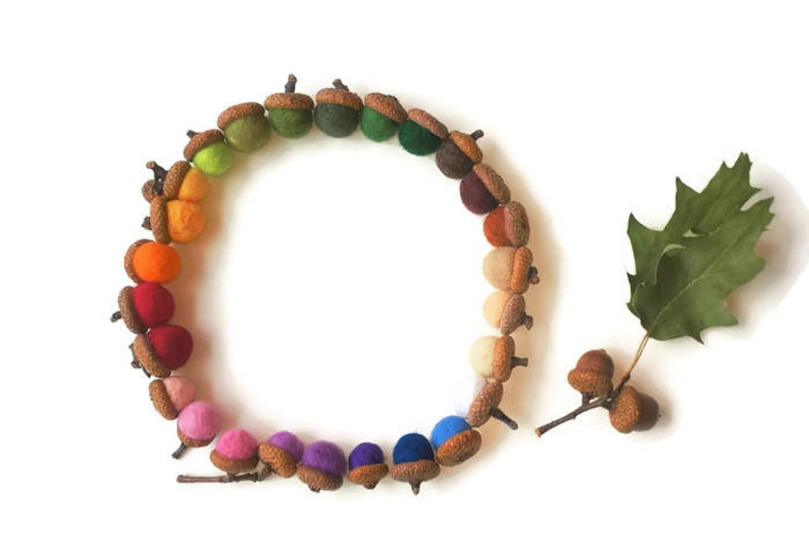 8 Felt Acorns, Felt Balls, Mixing Ball Autumn Decor Acorn Beads Tops ...