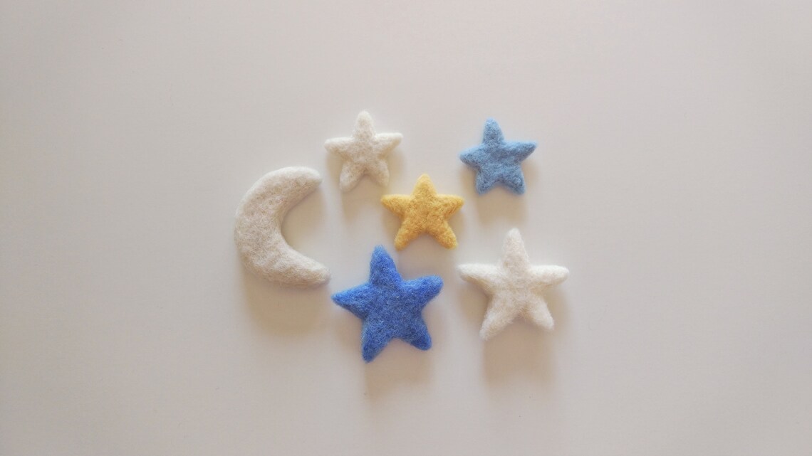 Moon and Stars Felt Mobile Felt Baby Mobile Felt Balls Felt | Etsy