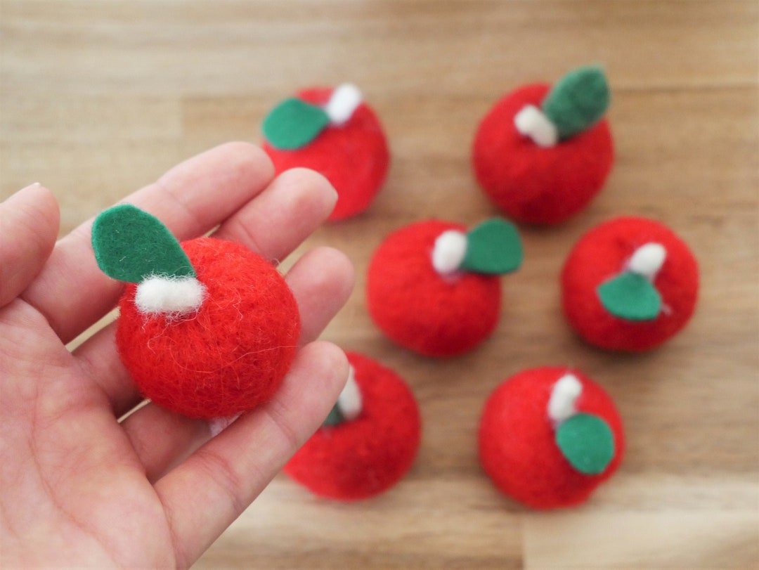 Felt Apple 100% Wool Felt | Red Wool Felted Apples for Thanksgiving ...