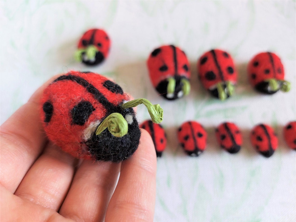 Felted Ladybug / Wool Felt Ladybug / Felted Insect / Needle | Etsy UK