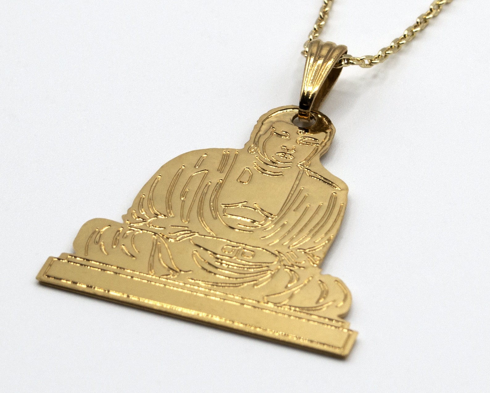 Buddha Pendant Necklace in 24 Carat Gold Plated Chain 45 Cm - Etsy