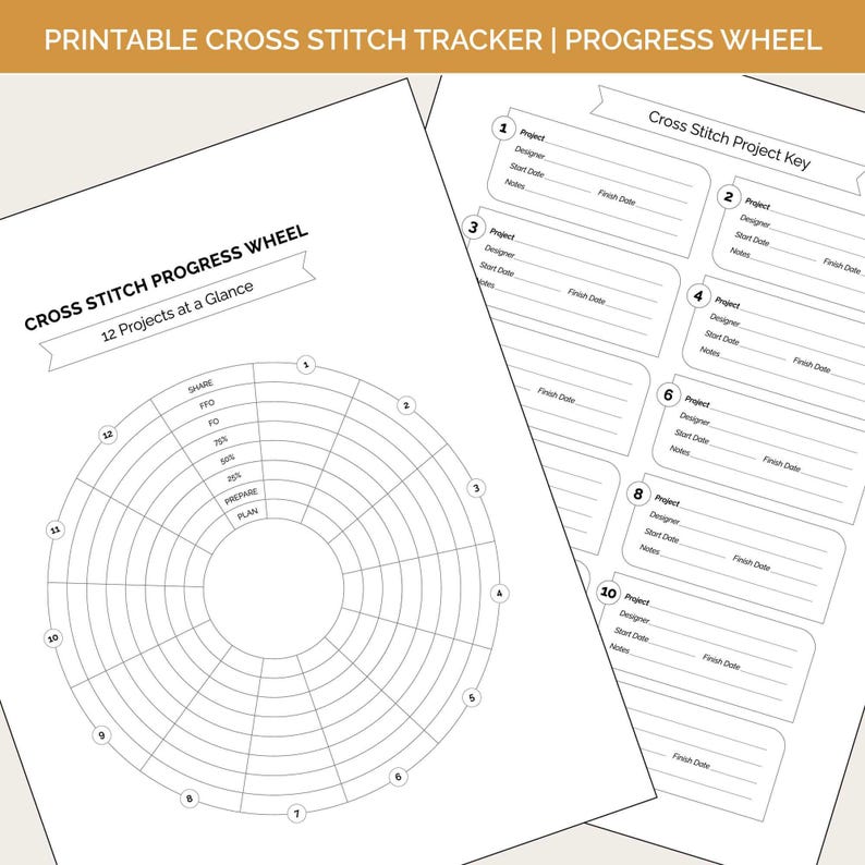 Cross Stitch Project Tracker Wheel: Printable Planner (instant Download ...
