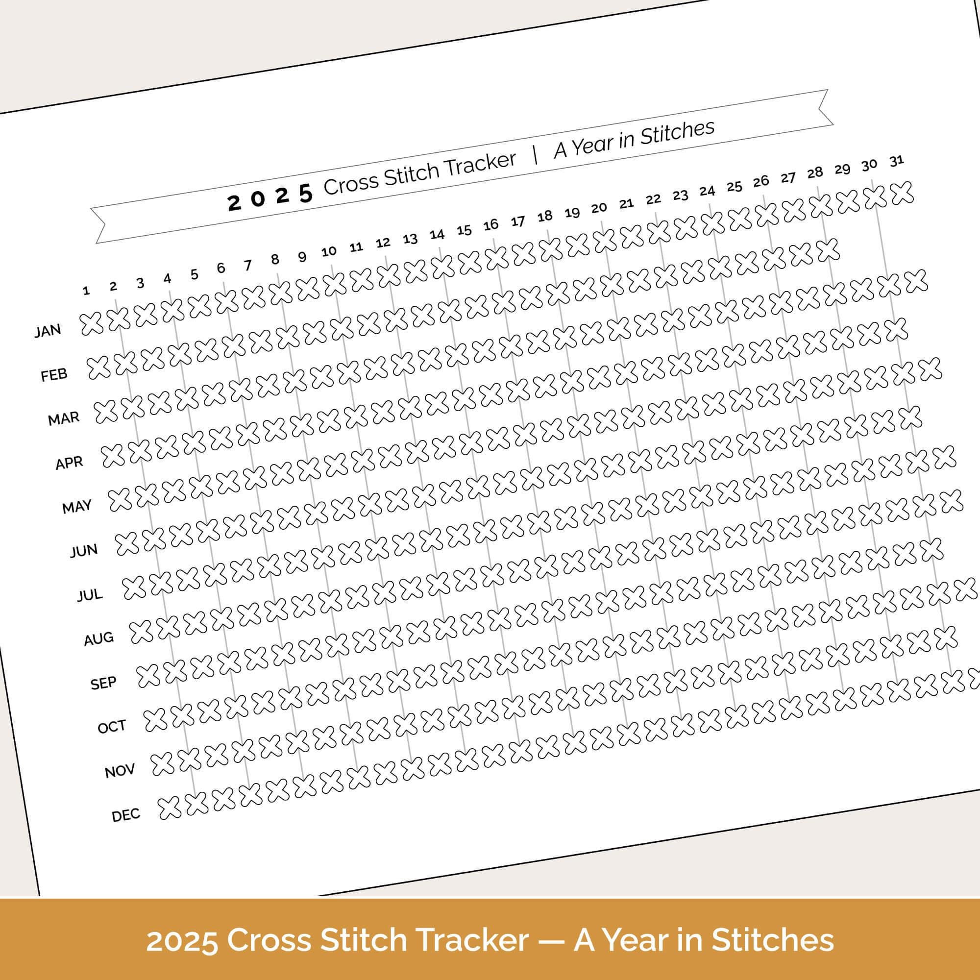 2025 Cross Stitch Tracker | Year in Stitches | Daily Stitching Habit ...