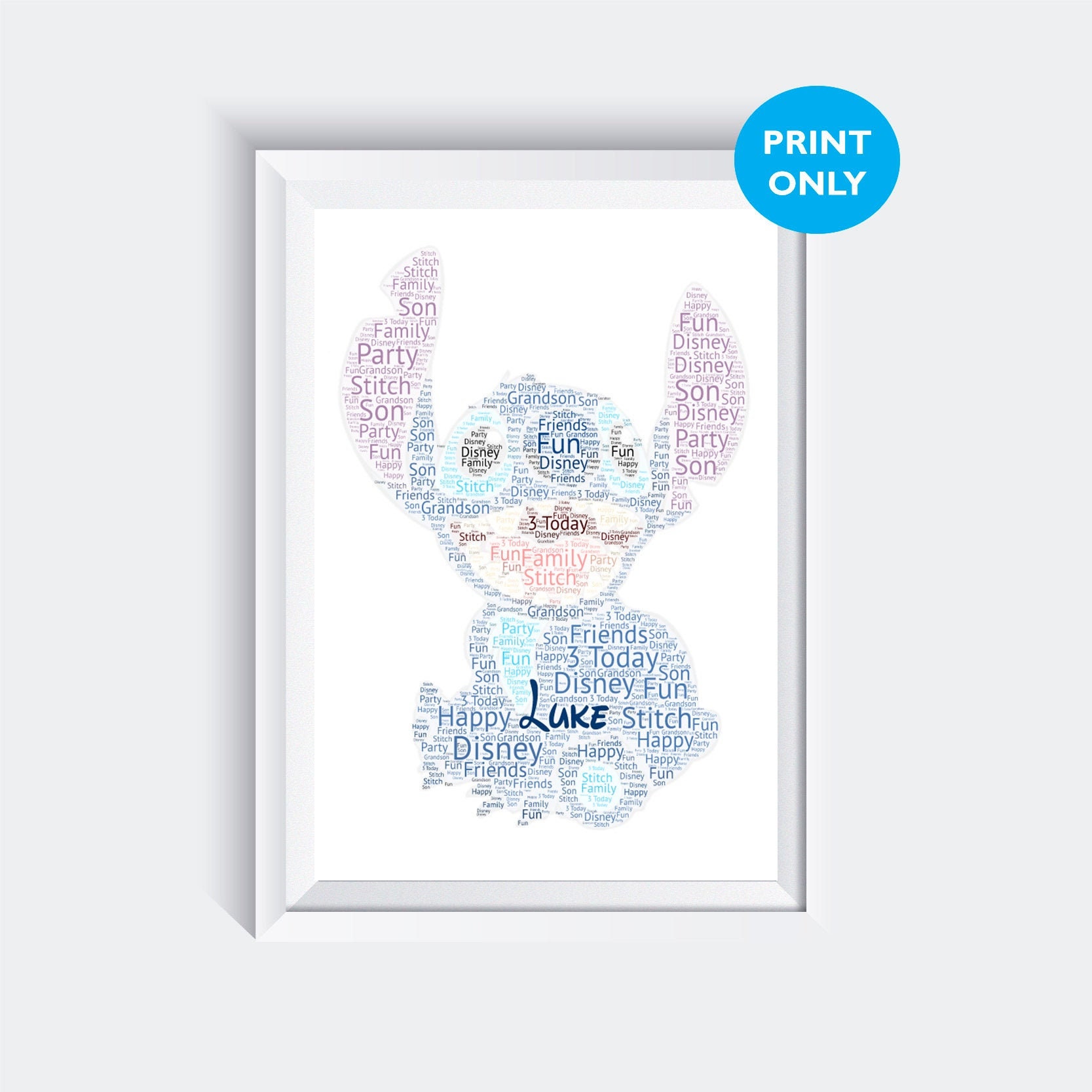 Disney Stitch Personalised Word Art A4 Print Birthday Christmas Gift ...