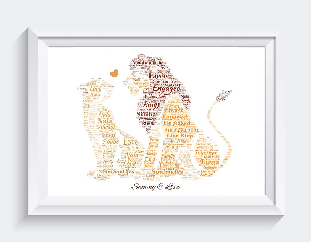 Personalised Disney Lion King Simba Nala Engagement Proposal Wedding ...