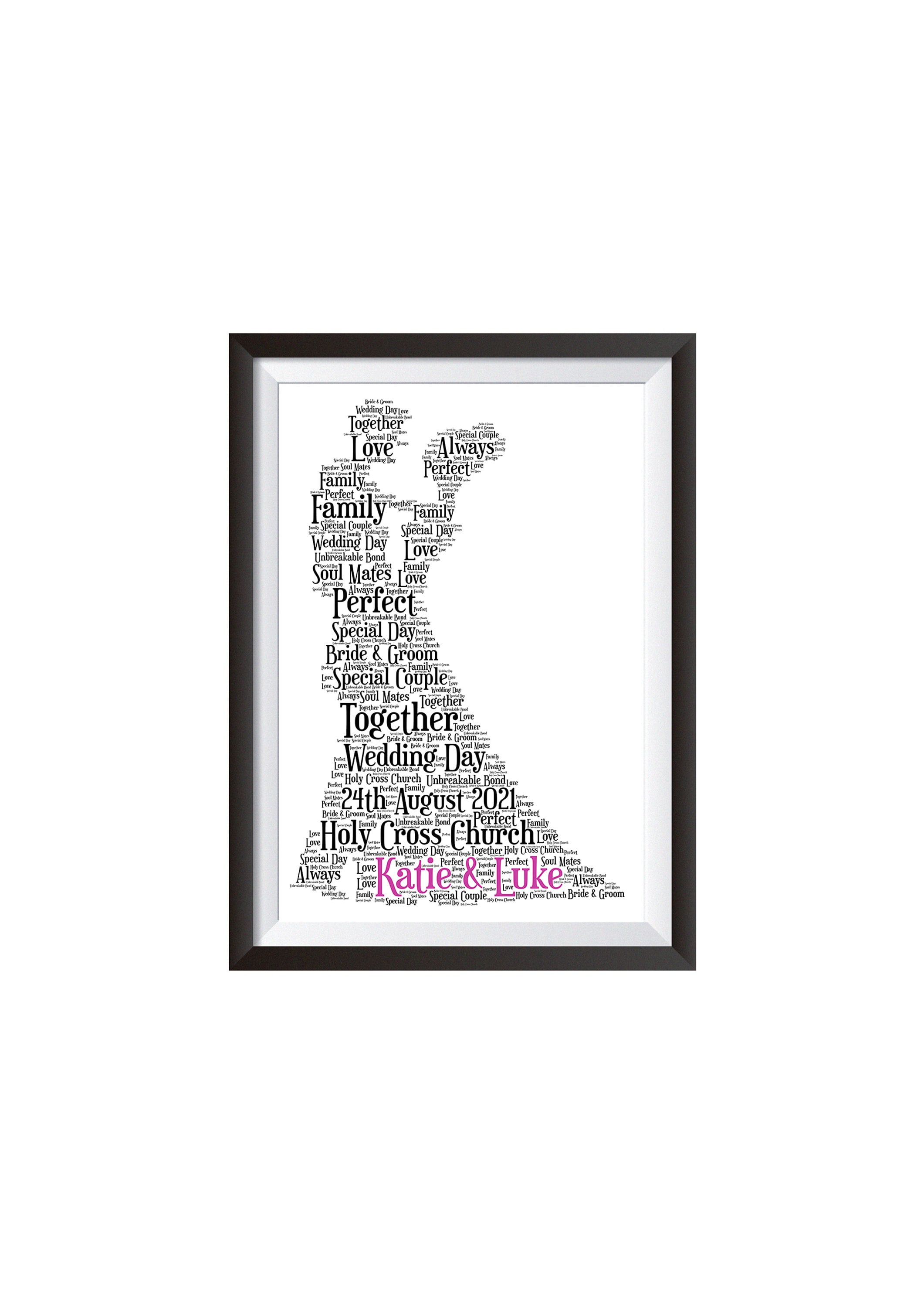 Personalised Wedding Bride & Groom Couple Word Art A4 Print - Etsy UK