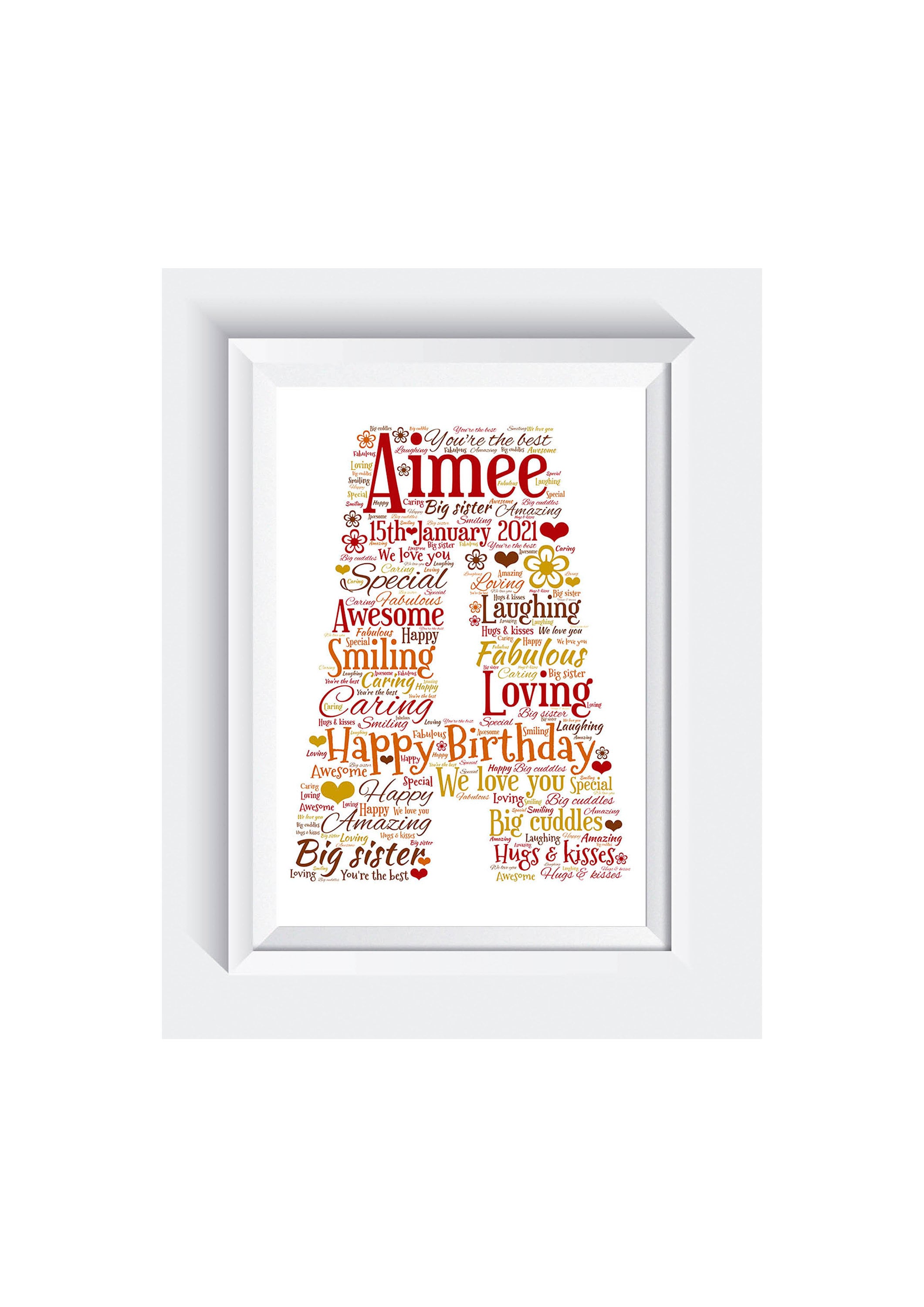 Personalised Word Art Letter Initial Name A4 Word Art Print - Etsy