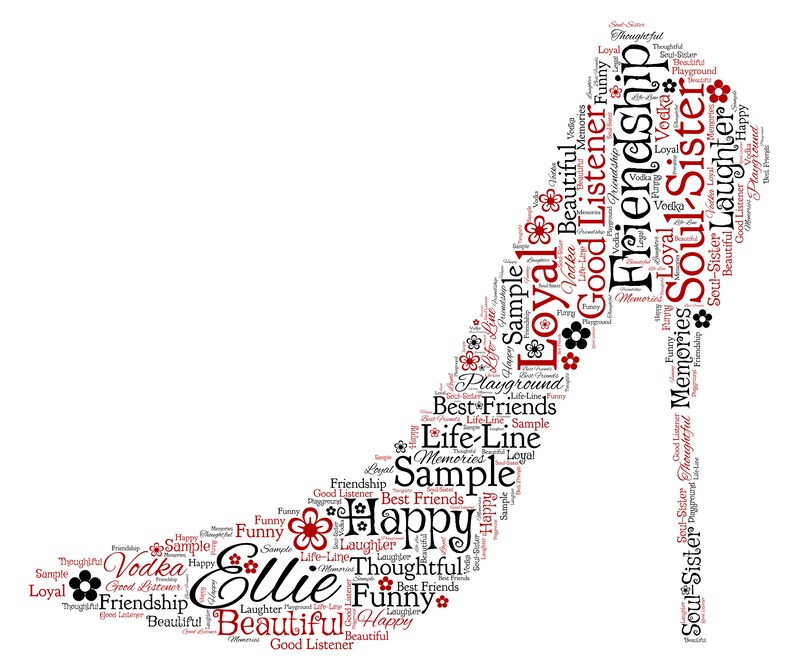 Personalised Word Art Stiletto Shoe Design A4 Print Only Unframed ...