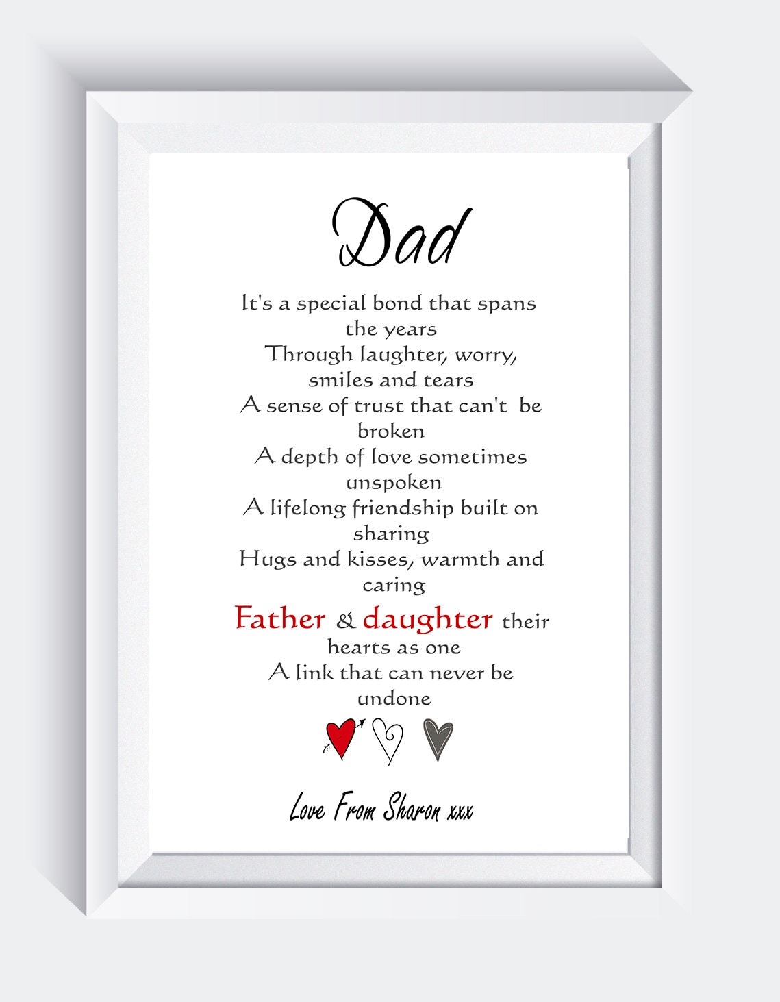 Personalised Poem for Dad From Daughter A4 Print Only Unframed | Etsy