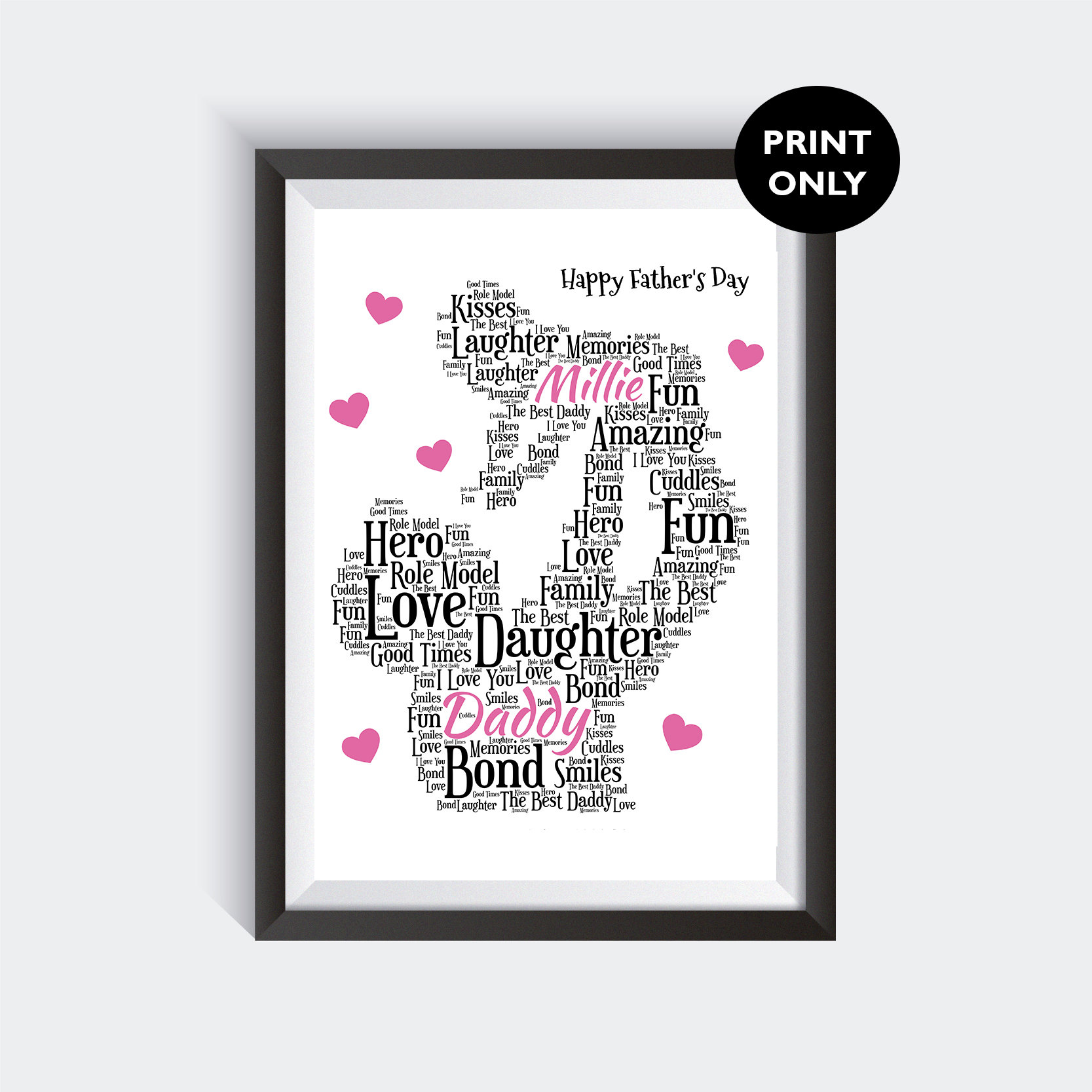 Personalised Word Art Fathers Day Dad Daddy & Baby Boy or Girl | Etsy