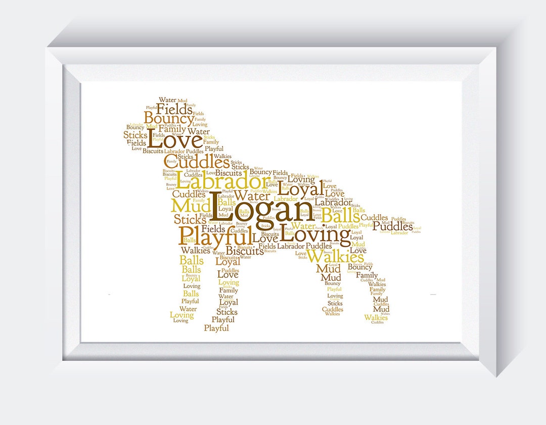 Personalised Labrador Dog Lovers Pet Word Art A4 PRINT ONLY UNFRAMED ...