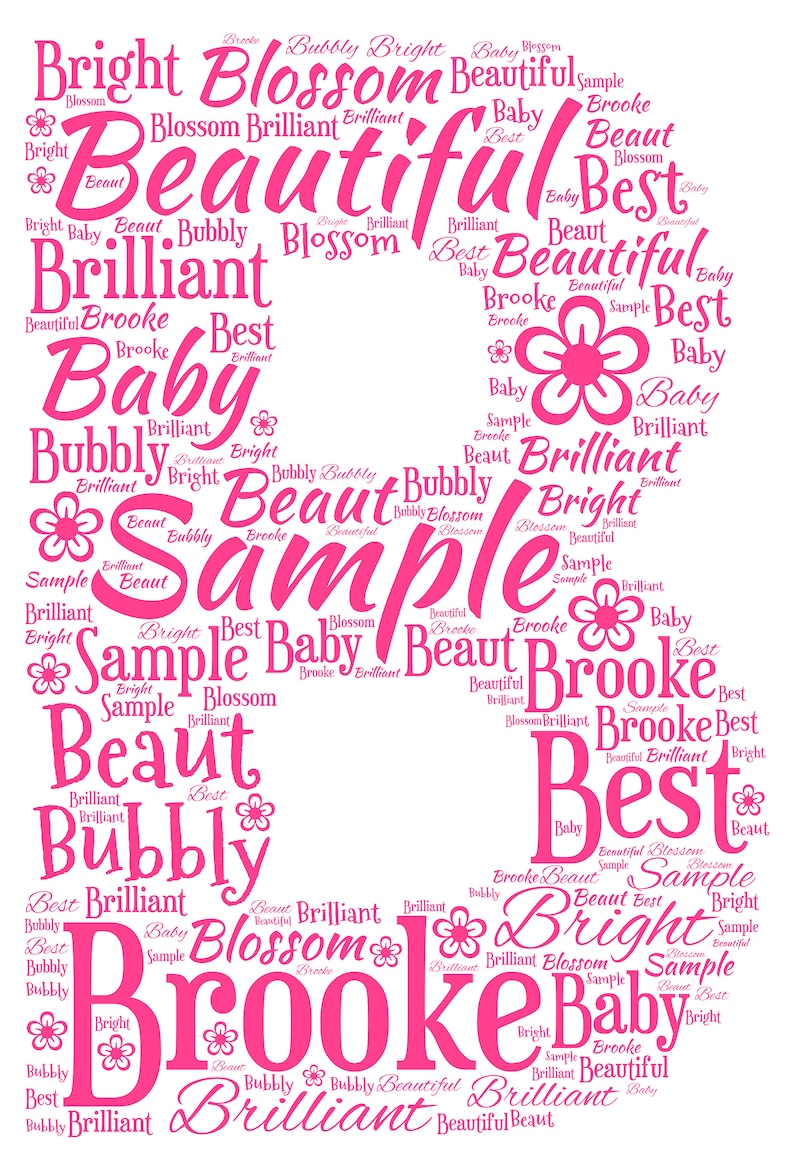 Personalised Word Art Letter Initial Name A4 Word Art Print - Etsy