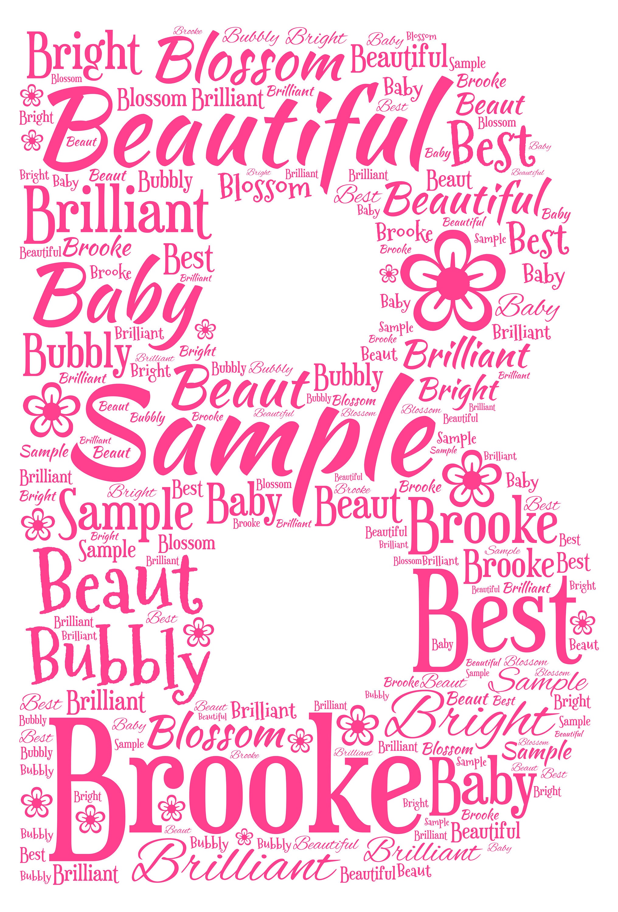 Personalised Word Art Letter Initial Name A4 Word Art Print - Etsy