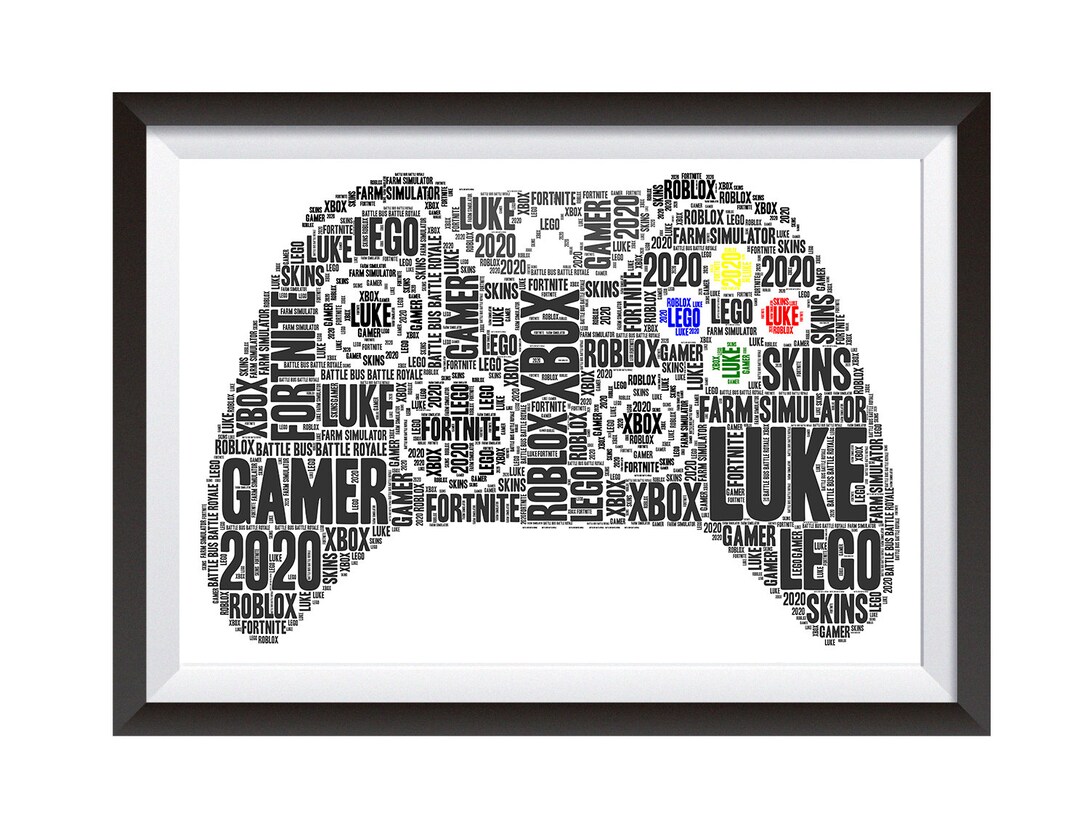 Personalised Xbox Controller Gaming Word Art A4 PRINT ONLY UNFRAMED ...